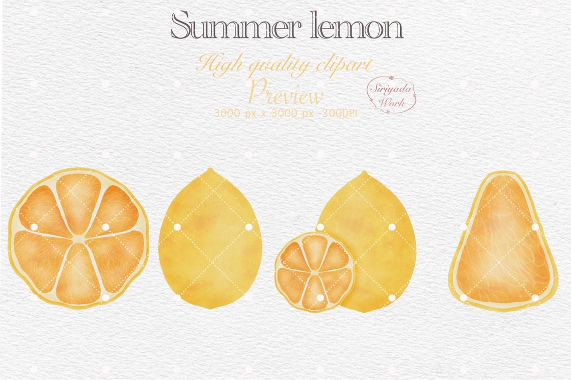 Watercolor Summer Lemon Clipart, Seasonal Clipart, Fruit Clipart, Lemon ...