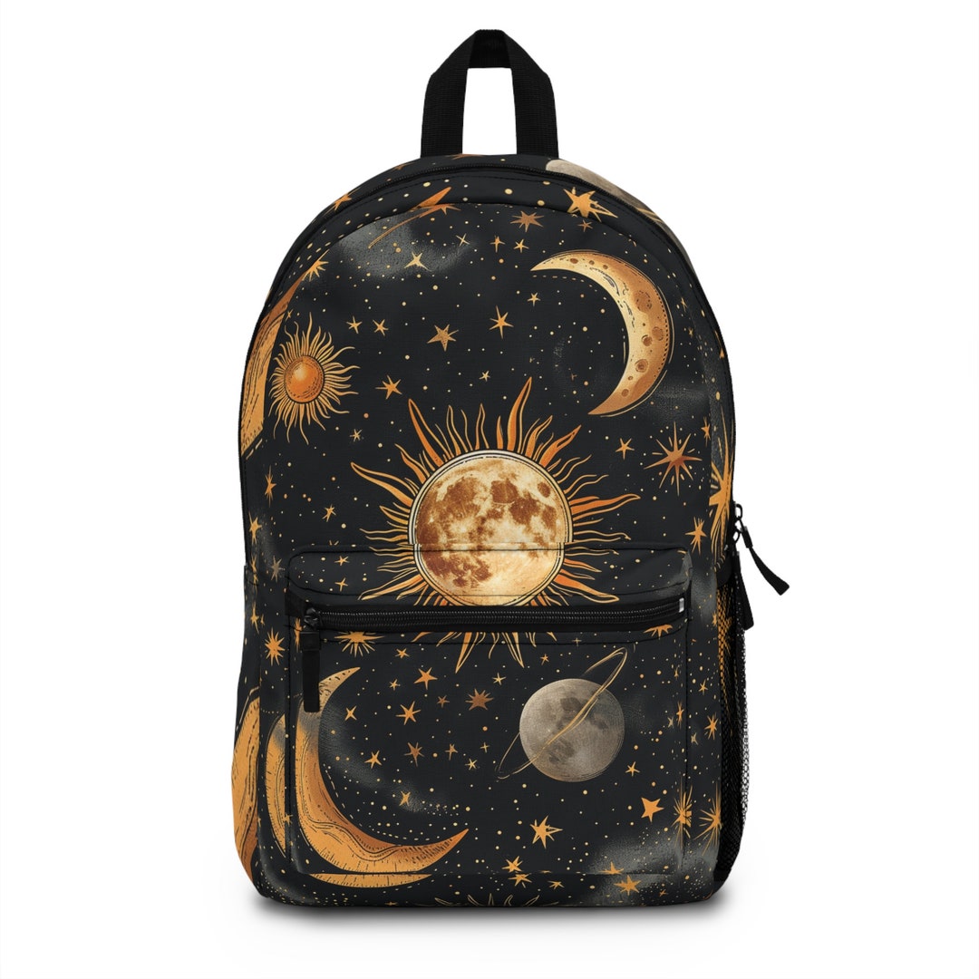 Celestial Backpack With Gold Stars and Moon Dreamy Astrology Gift, Cute ...
