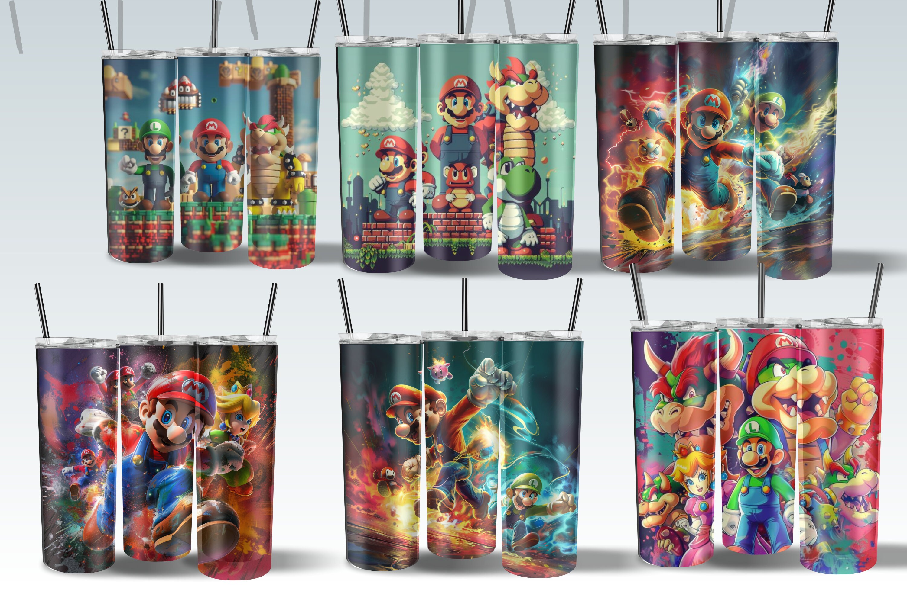 30 Super Mario and Luigi Png Tumbler Wrap Bundle 20 Oz Mario Bros PNG ...