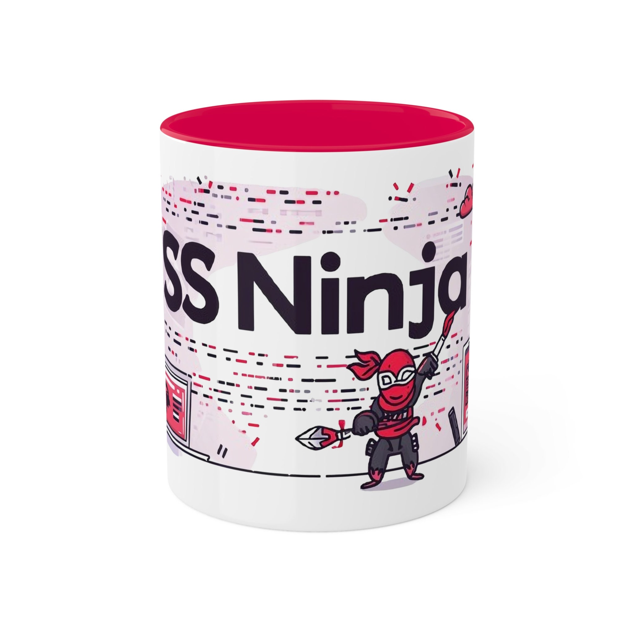 CSS Ninja Mug - Web Developer Coding Cup - Stylish 11oz Ceramic Programmer Drinkware - Red Geek ...