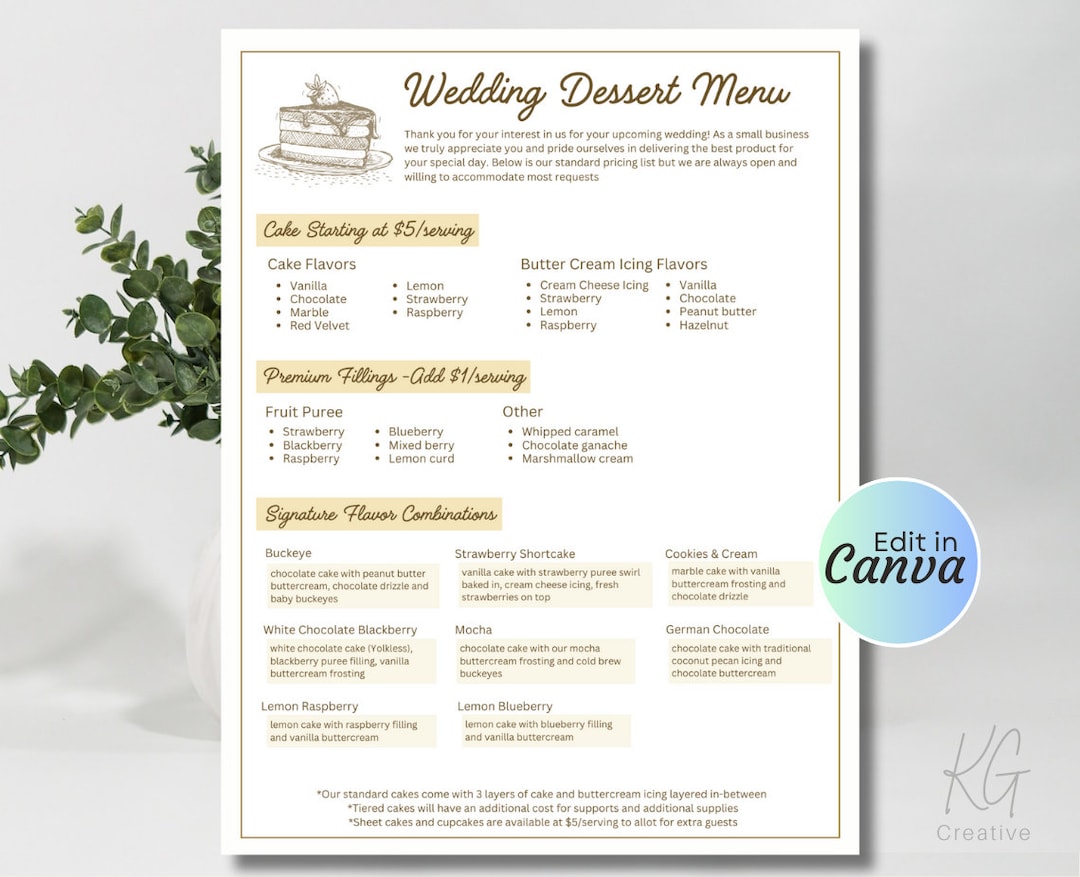 Bakery Price List | Bakery Menu | Bakery Menu Template | Cake Price ...