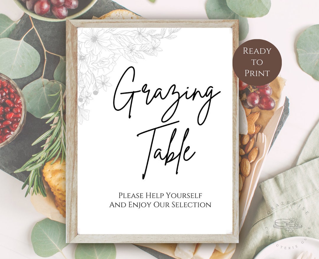 Grazing Table Sign, Grazing Station, Grazing Bar, Graze, Charcuterie ...