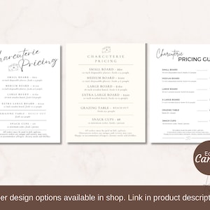 Charcuterie Price Sheet, Editable Pricing Sheet, Editable Price List ...