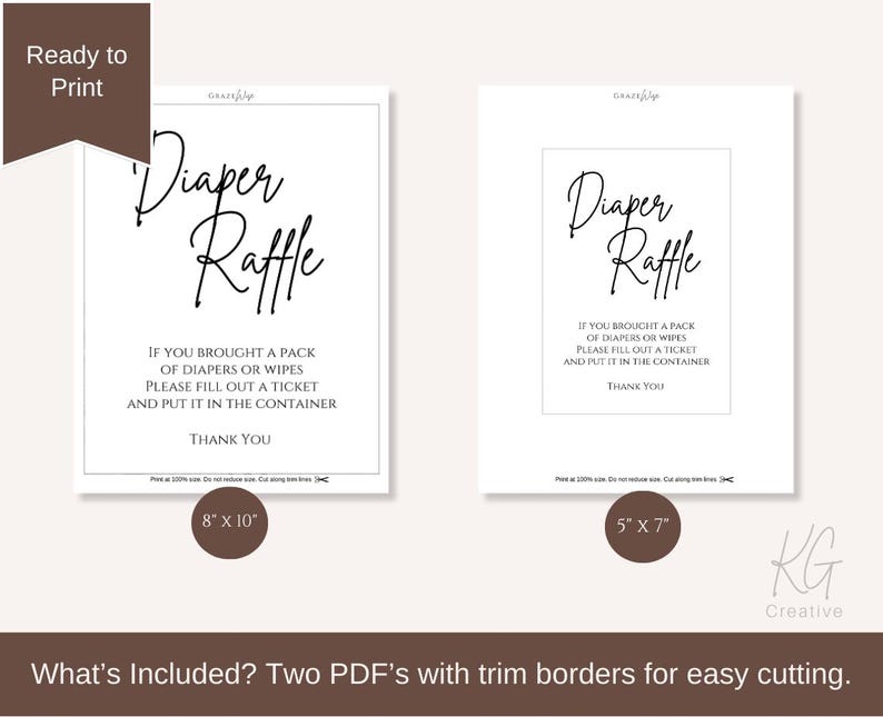 Diaper Raffle Sign | Baby Shower Decor, Gender Neutral (digital ...
