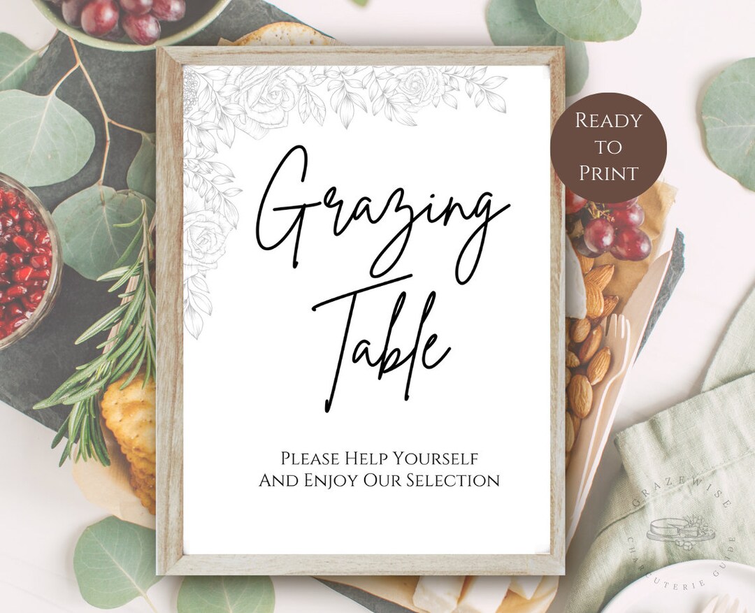 Charcuterie Grazing Table Sign, Minimalist Wedding Decor (PDF) - Etsy