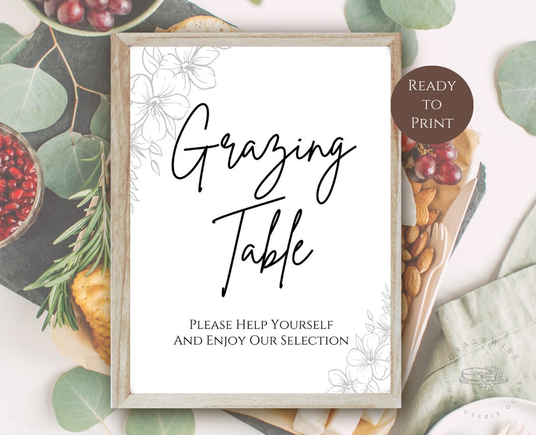 Charcuterie Grazing Table Sign, Minimalist Wedding Decor (PDF) - Etsy