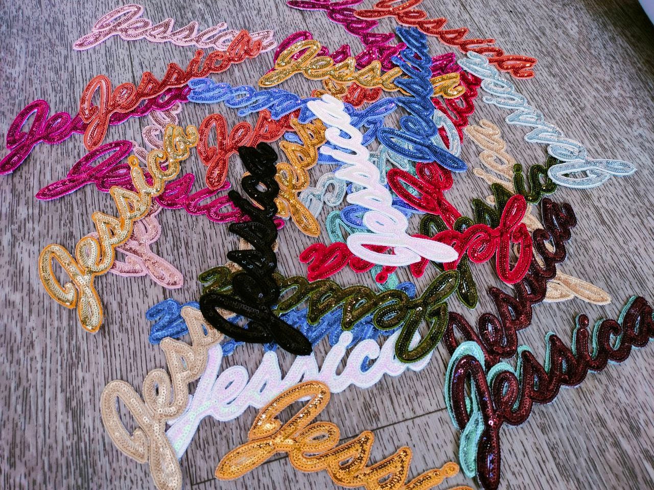 Sequin Name Patch Embroidered for Jacket, Hat, Tshirt, Hoodies in ...