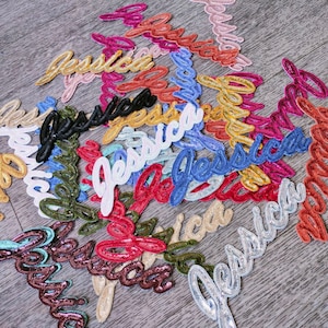 Sequin Name Patch Embroidered for Jacket, Hat, Tshirt, Hoodies in Multiple Colors - Etsy