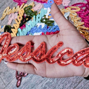 Sequin Name Patch Embroidered for Jacket, Hat, Tshirt, Hoodies in ...