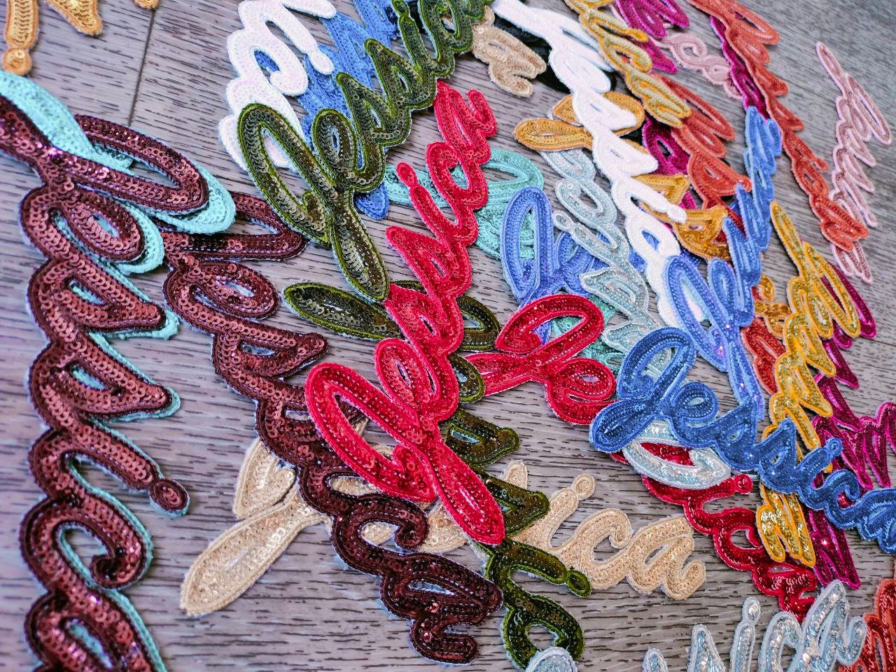 Sequin Name Patch Embroidered for Jacket, Hat, Tshirt, Hoodies in ...