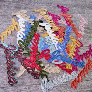 Sequin Name Patch Embroidered for Jacket, Hat, Tshirt, Hoodies in Multiple Colors - Etsy