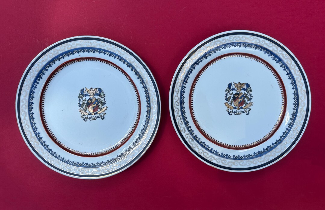 Set of 2 Vintage Heraldic Crest Decorative Plates – Armorial Porcelain ...