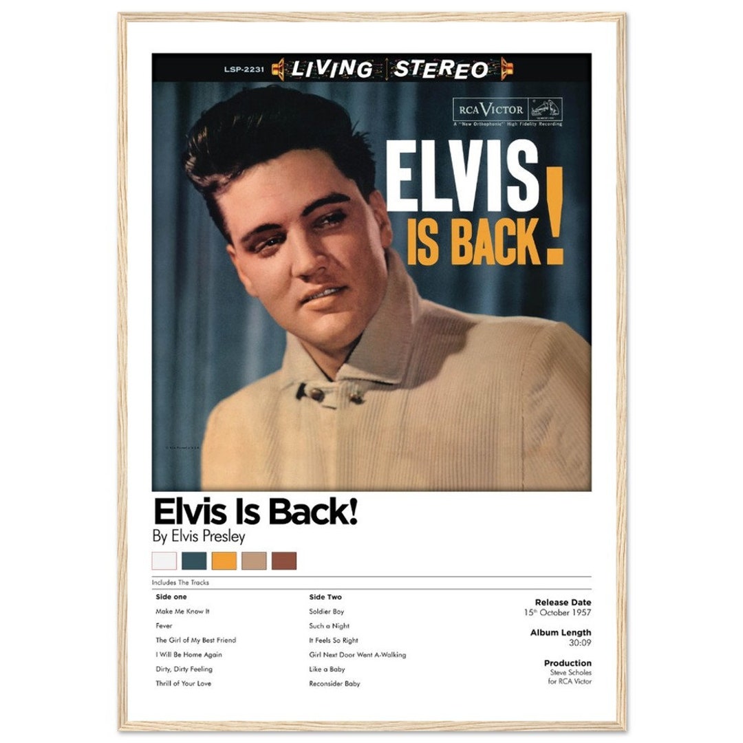 Elvis Presley elvis is Back Album Art Poster Vintage Musical Icon - Etsy