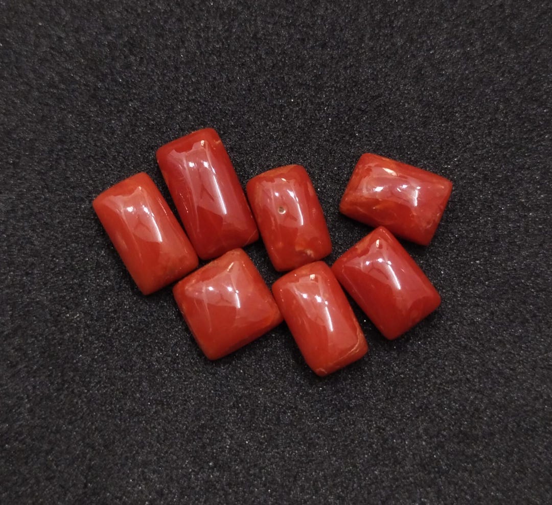 Vintage Red Coral Rectangle Shape Cabochon Lot-100%natural Italian Red ...