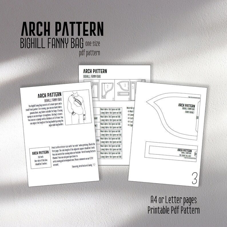 Bighill Fanny Bag Pattern, PDF Pattern, Digital Pattern, Printable Bag ...