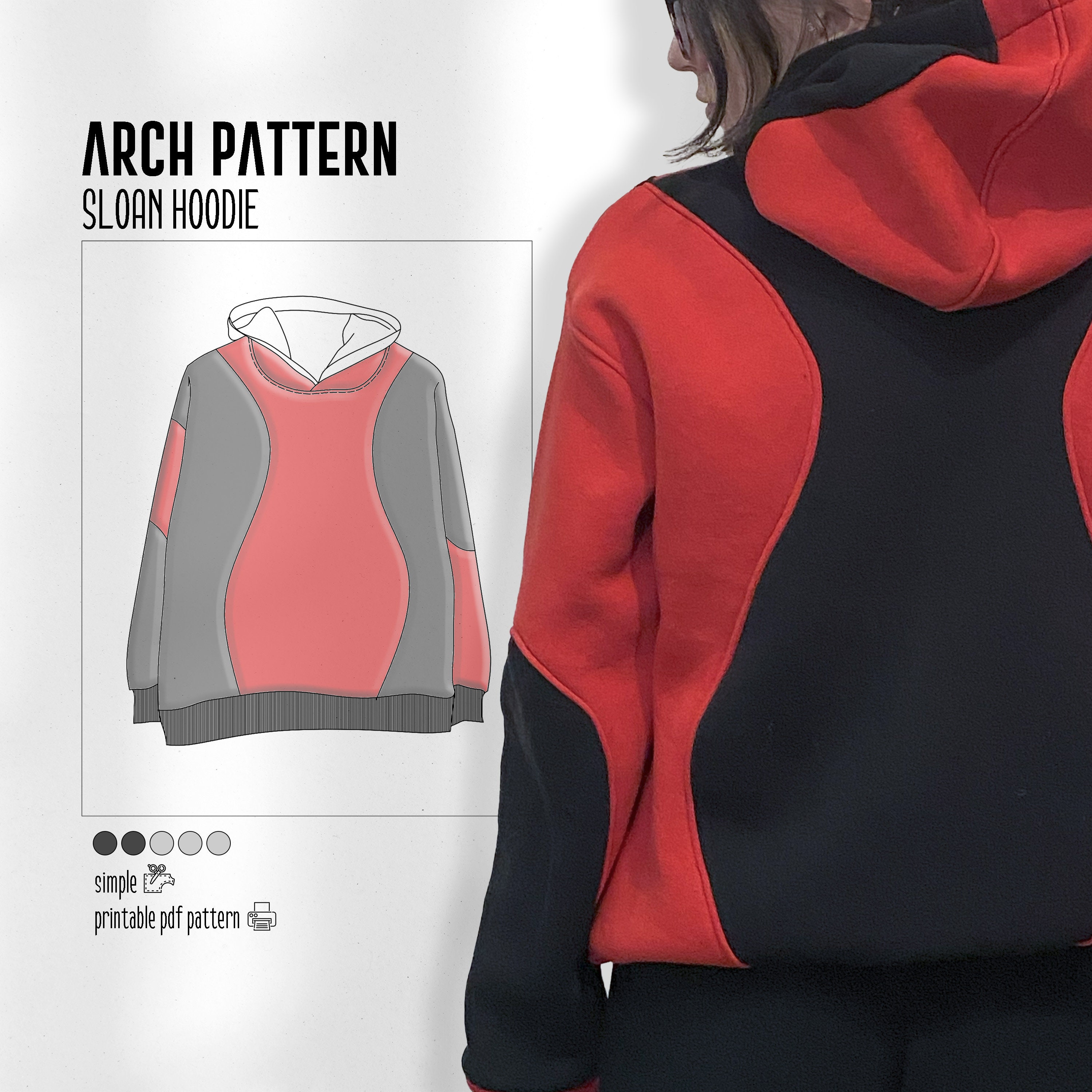 Hoodie Pattern, Sloan Sweatshirt Pattern, Digital Sweater Pattern ...