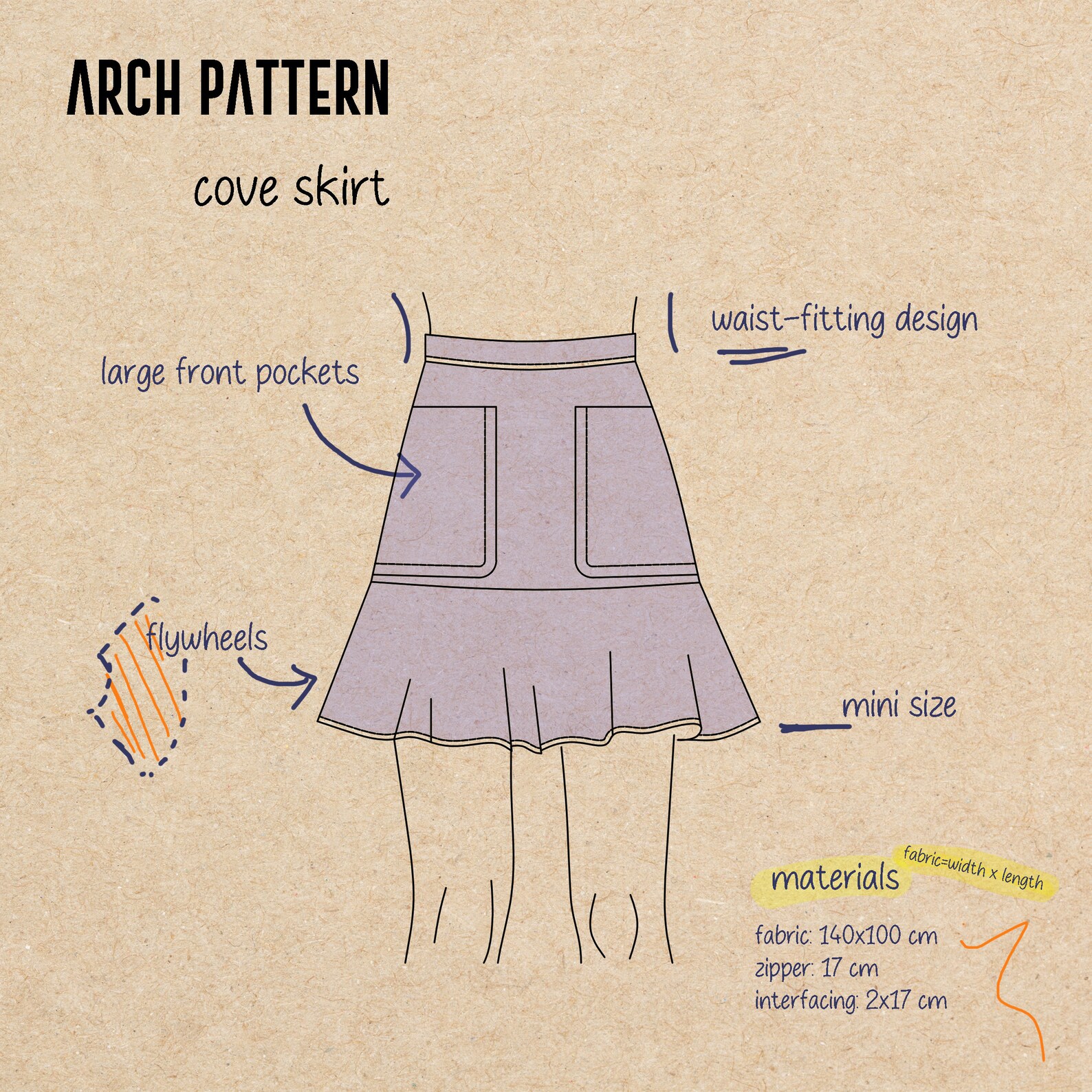 Skirt Pattern, Sewing Printable Pattern, Size 42-50 Cove Skirt Pattern ...