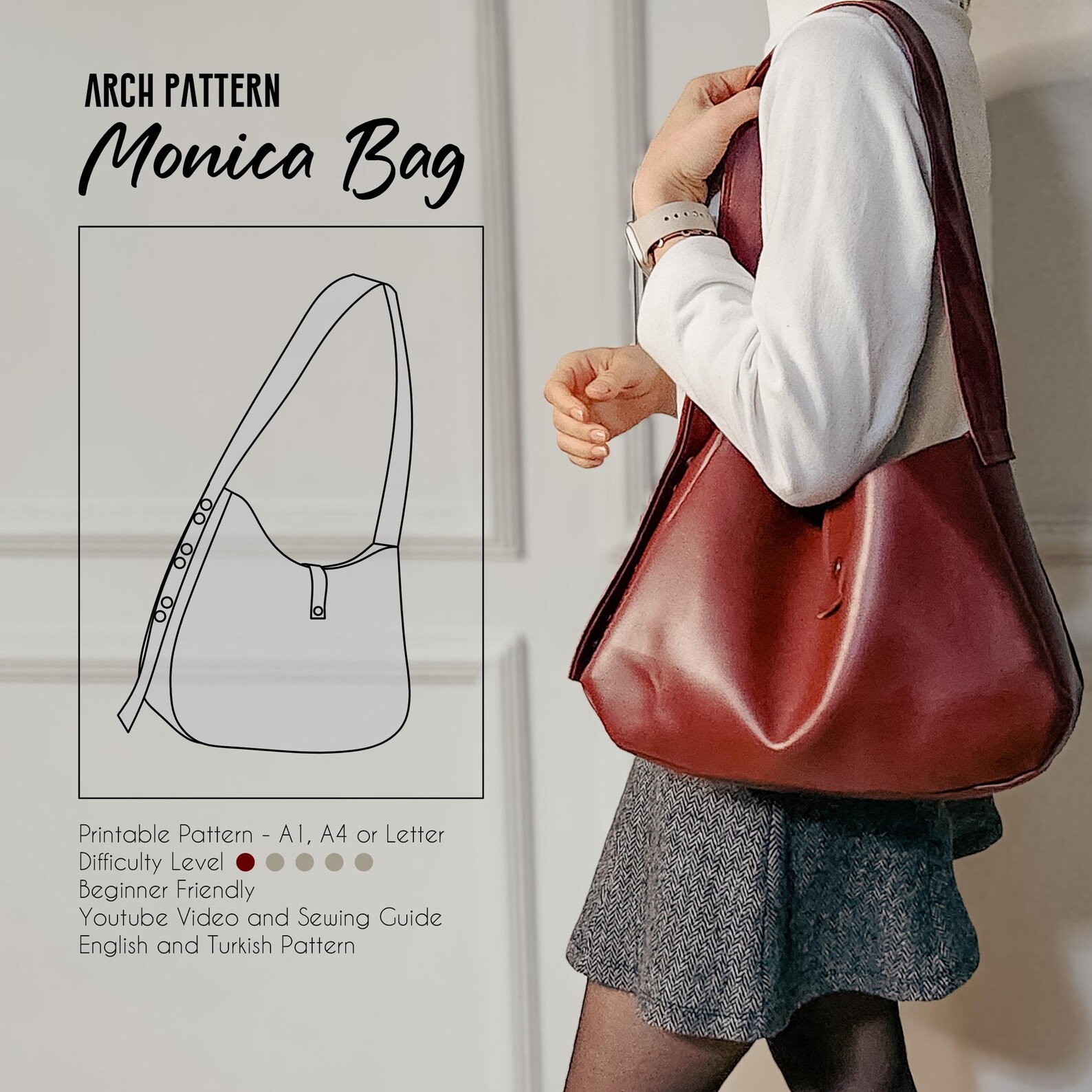 Monica Bag Pattern, Bag Sewing Pattern, Handmade Bag PDF Pattern - Etsy