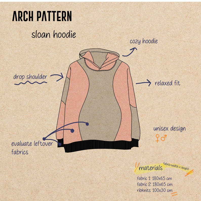 Hoodie Pattern, Sloan Sweatshirt Pattern, Digital Sweater Pattern ...