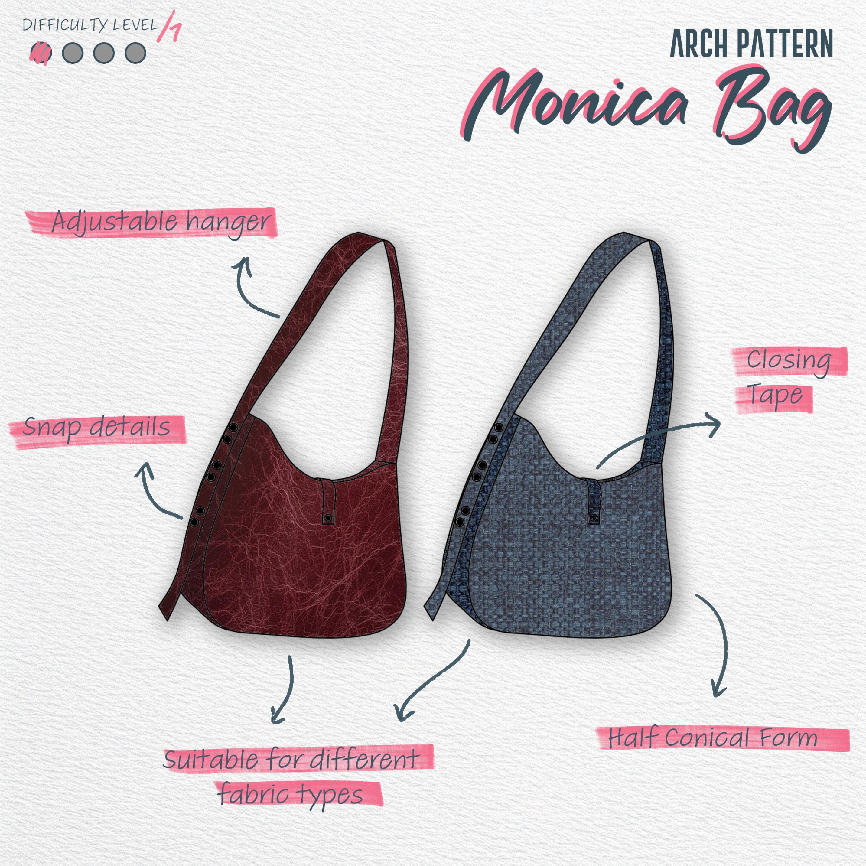Monica Bag Pattern, Bag Sewing Pattern, Handmade Bag PDF Pattern - Etsy
