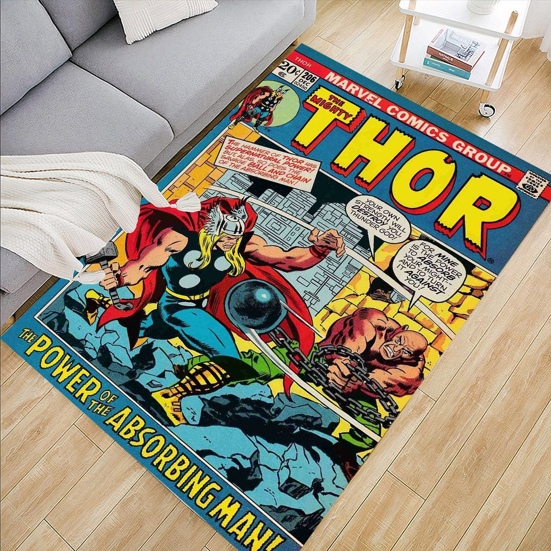 Thor Rug,superhero Home Decor,vintage Comic Book Rug,living Room Rug ...