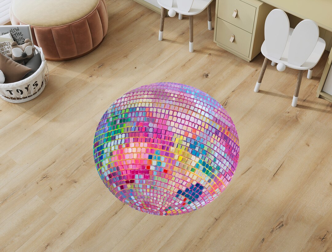 Pinky Disco Ball Rug,disco Ball Rug,party Rug,pink Disco Ball ,round ...