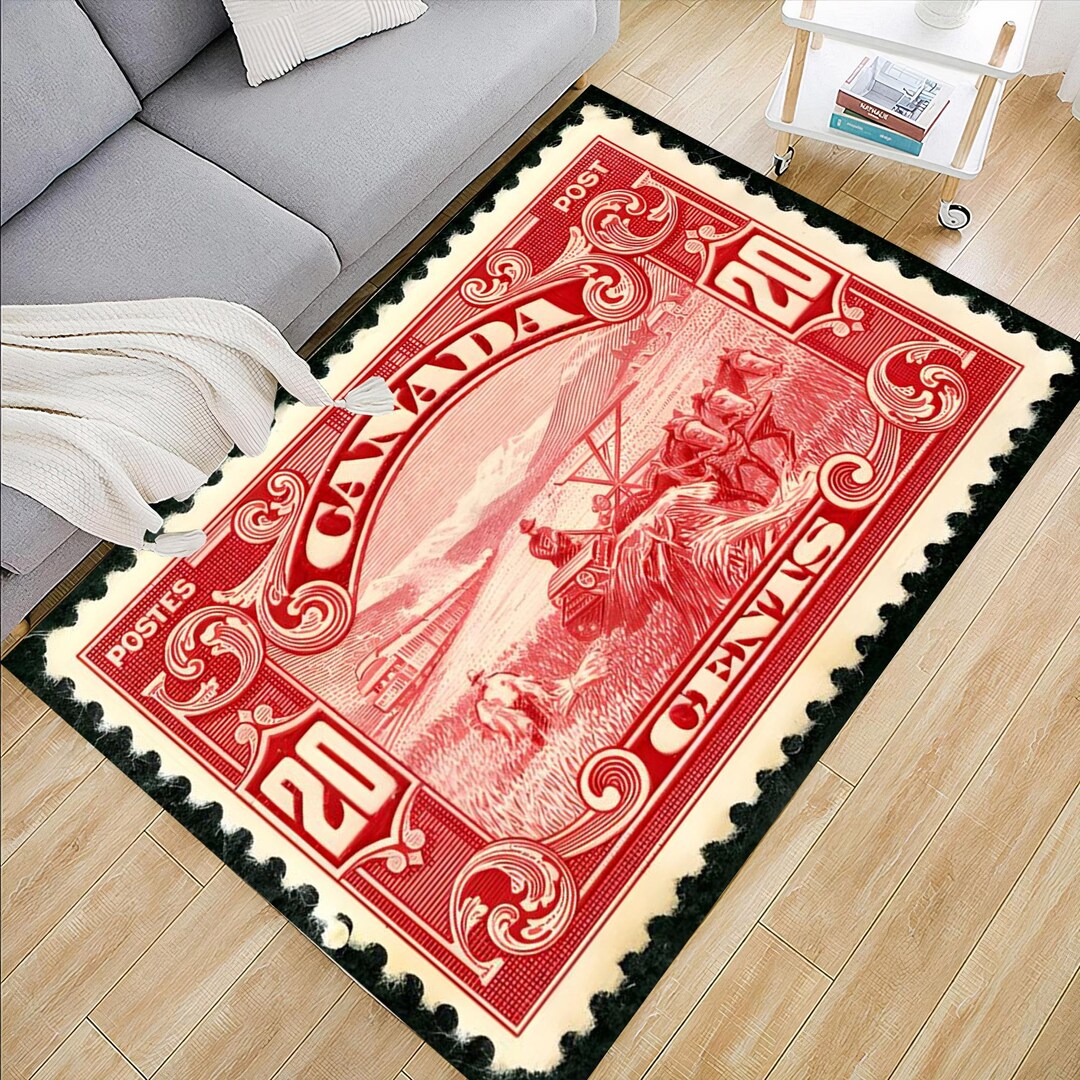 Vintage Stamp Rug,canadian Postage Stamp Rug,canada 20 Cents Rug,living ...