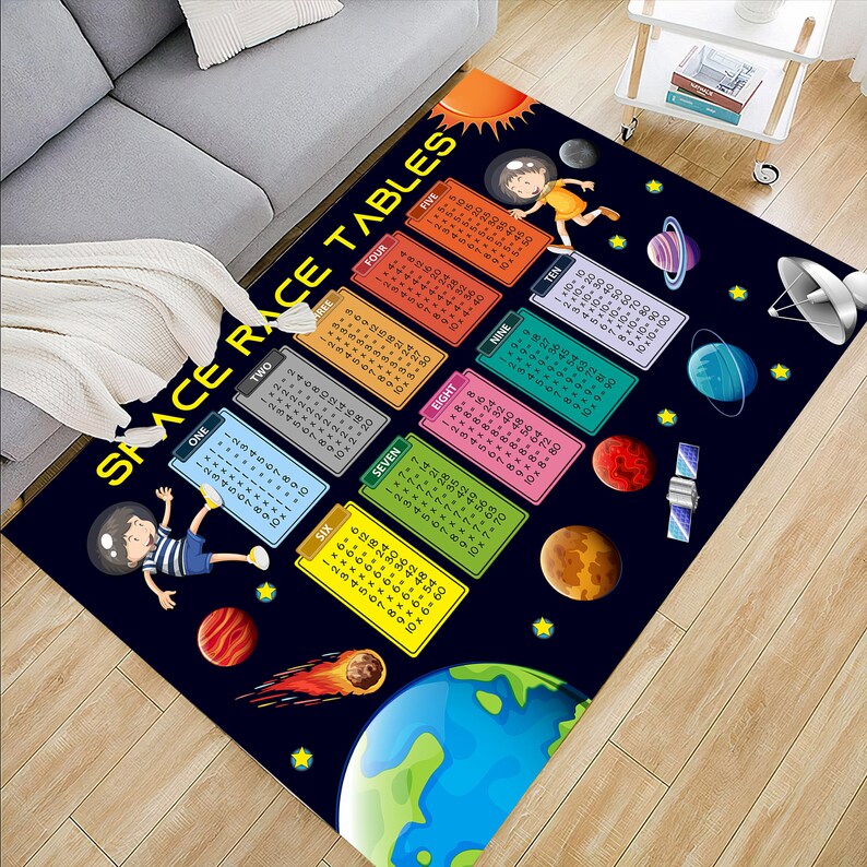 Times Table Rug,space Race Rug,multiplication Table Rug,educational Rug ...