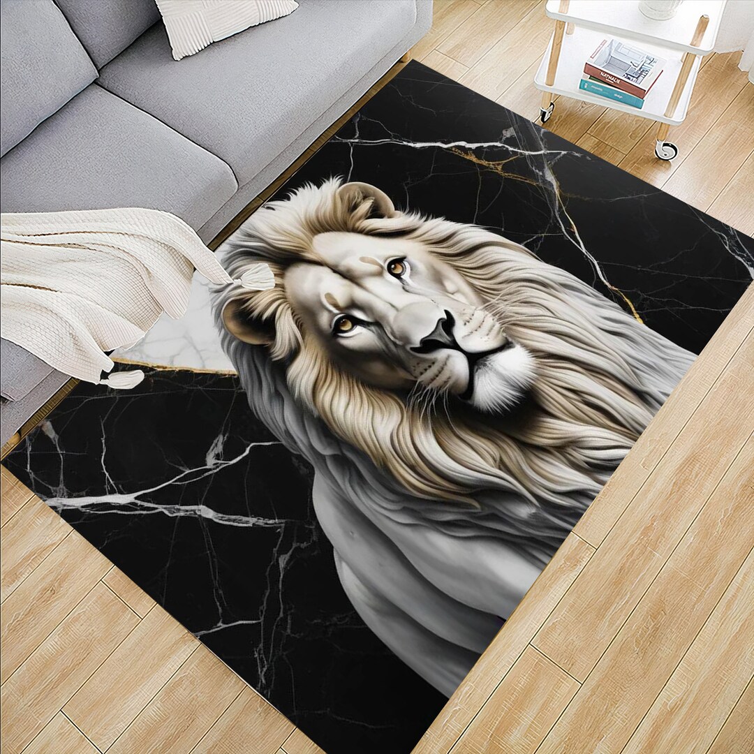 Lion Rug,ceramictheme Rug,white Lion Carpet,lion King Rug,luxury Lion ...