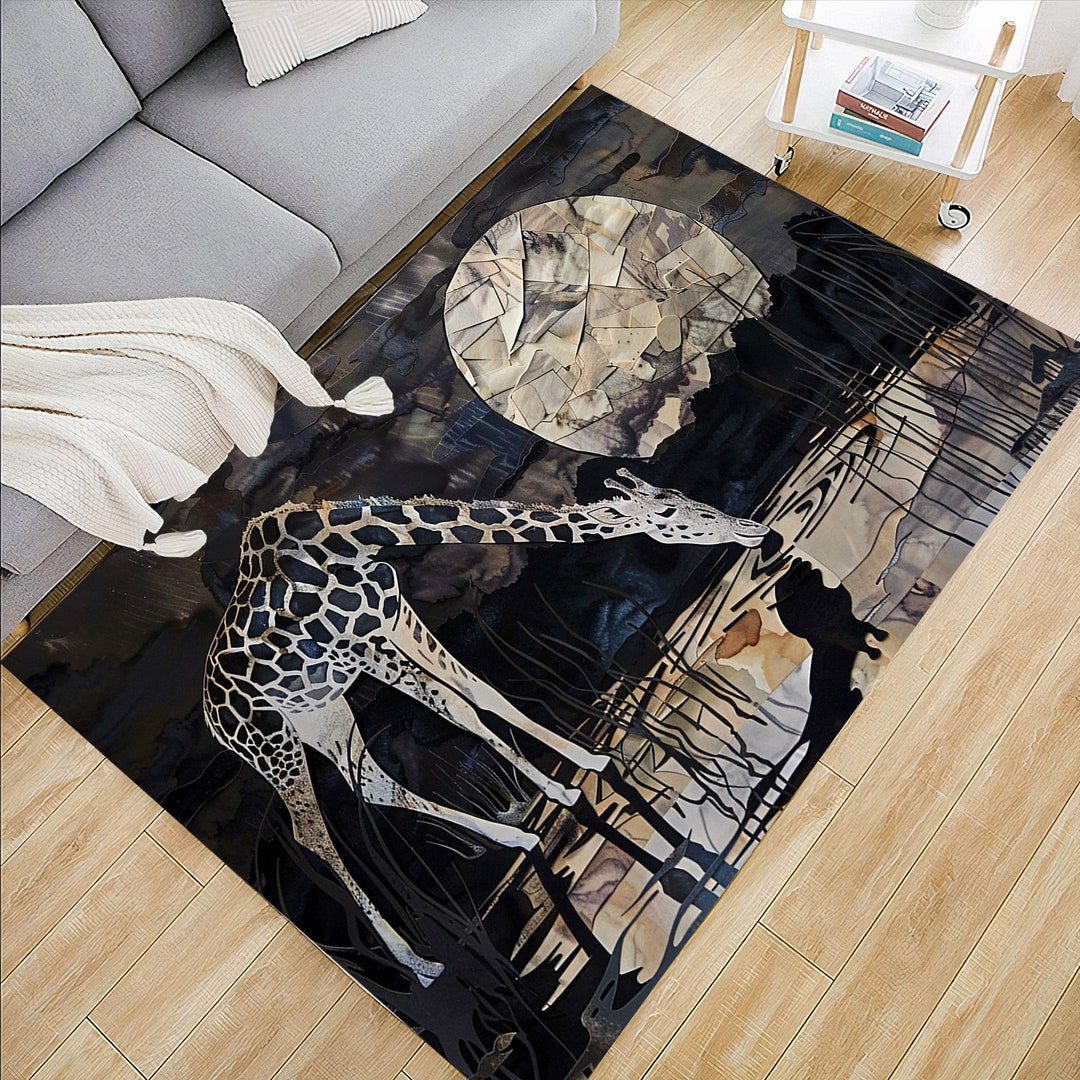 Dark Giraffe Rug,giraffe Area Rug,mystic Rug,kids Room Rug,living Room ...
