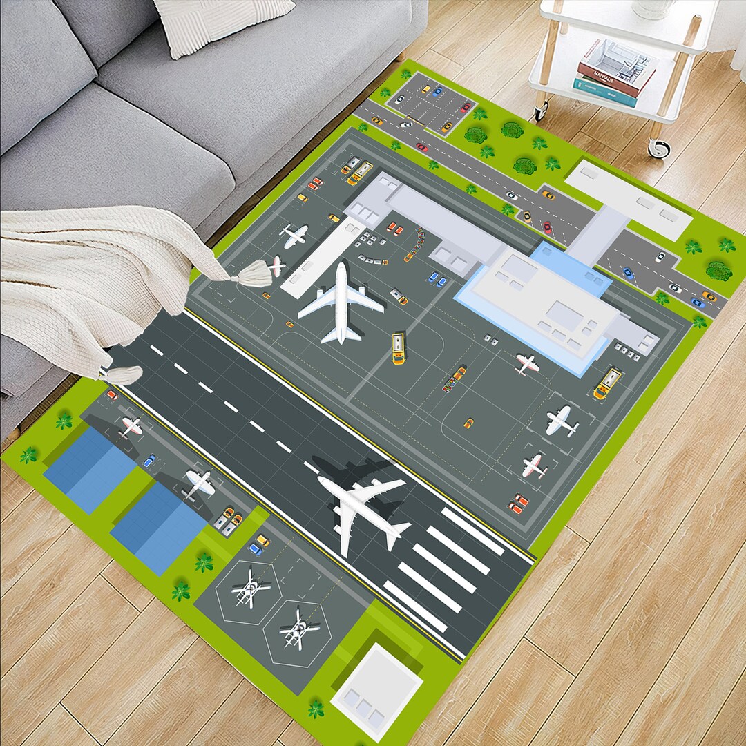 Airport Play Mat,airplane Rug,aviation Theme Rug,educational Rug ...