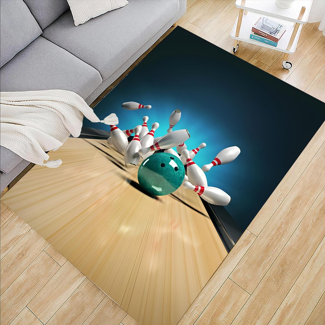 Bowling Carpet,rolling Ball Carpet,bowling Strike Rug,sporty Decor ...