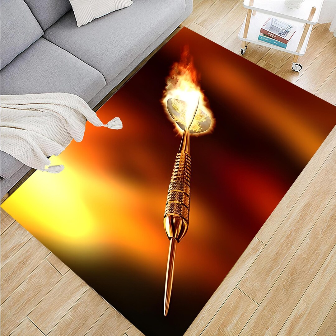 Dart Rug, Dart Flame Rug,dartboard Heat,flaming Arrow Rug,living Room ...