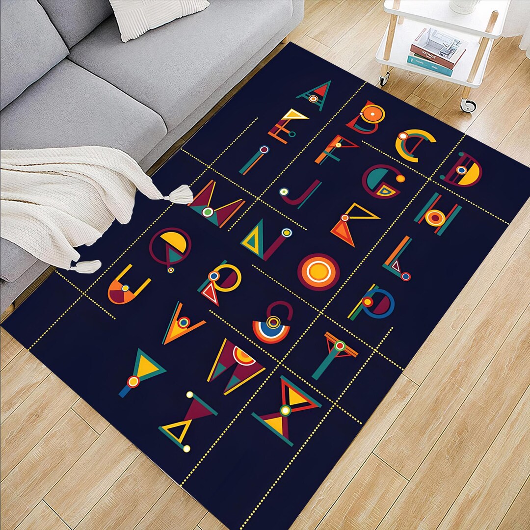 Alphabet Rug,educational Rug,kids Room Decor,playroom Carpet,alphabet ...