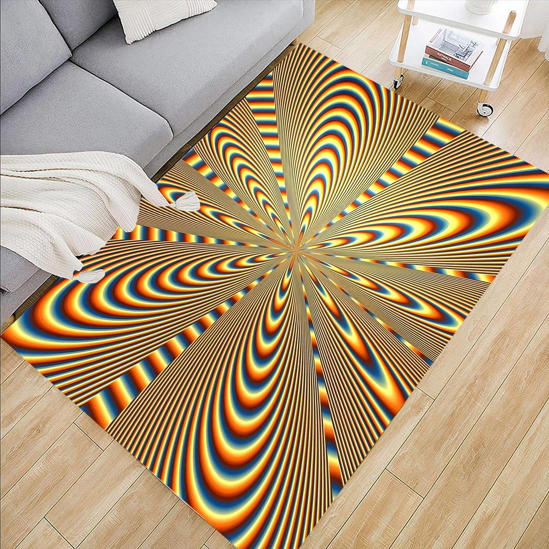 Optical Illusion Rug,hypnotic Rug,3d Effect Rug,trippy Spiral Mat ...