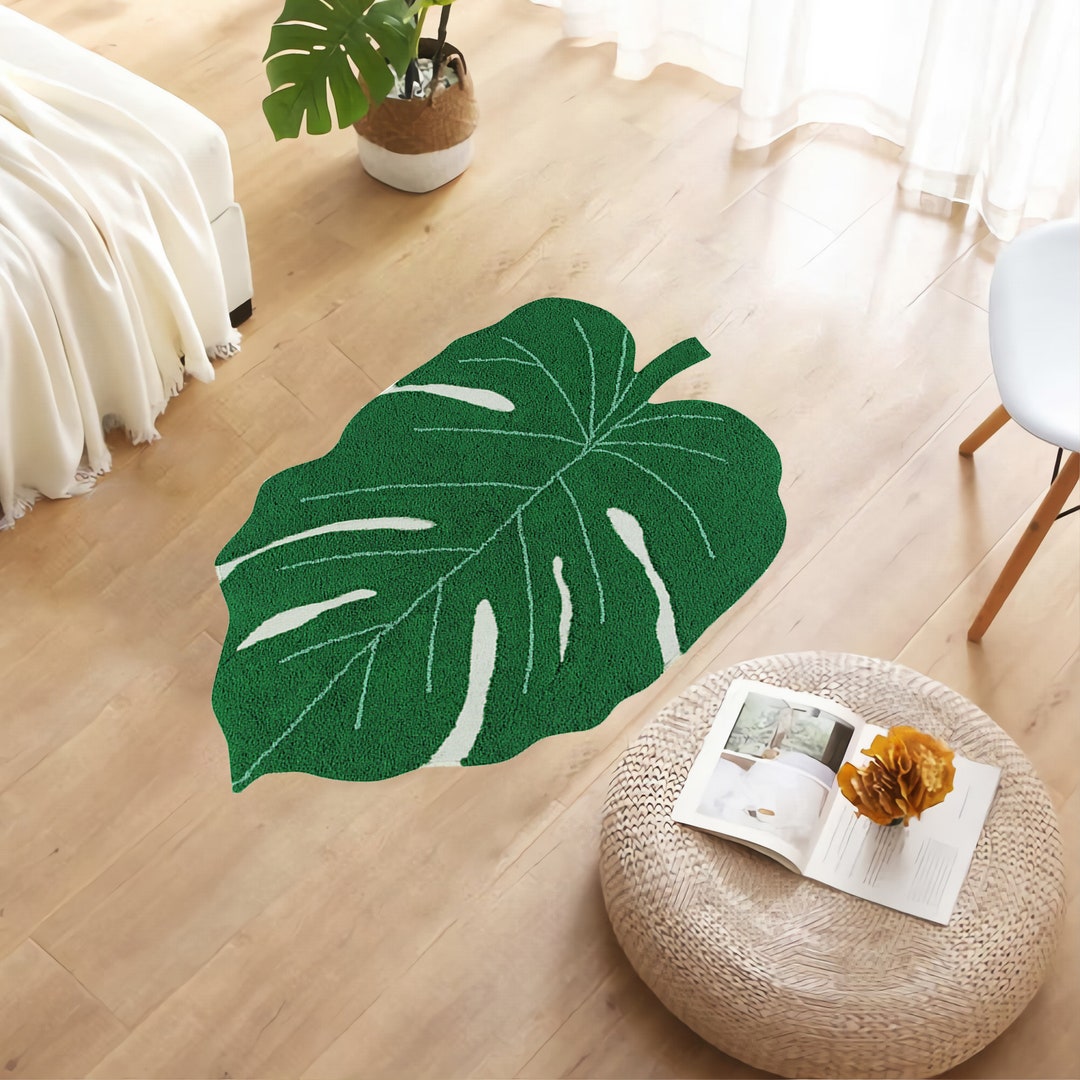 Monstera Rug,leaf Shaped Rug,leaf Pattern Rug,area Rug,living Room Rug ...