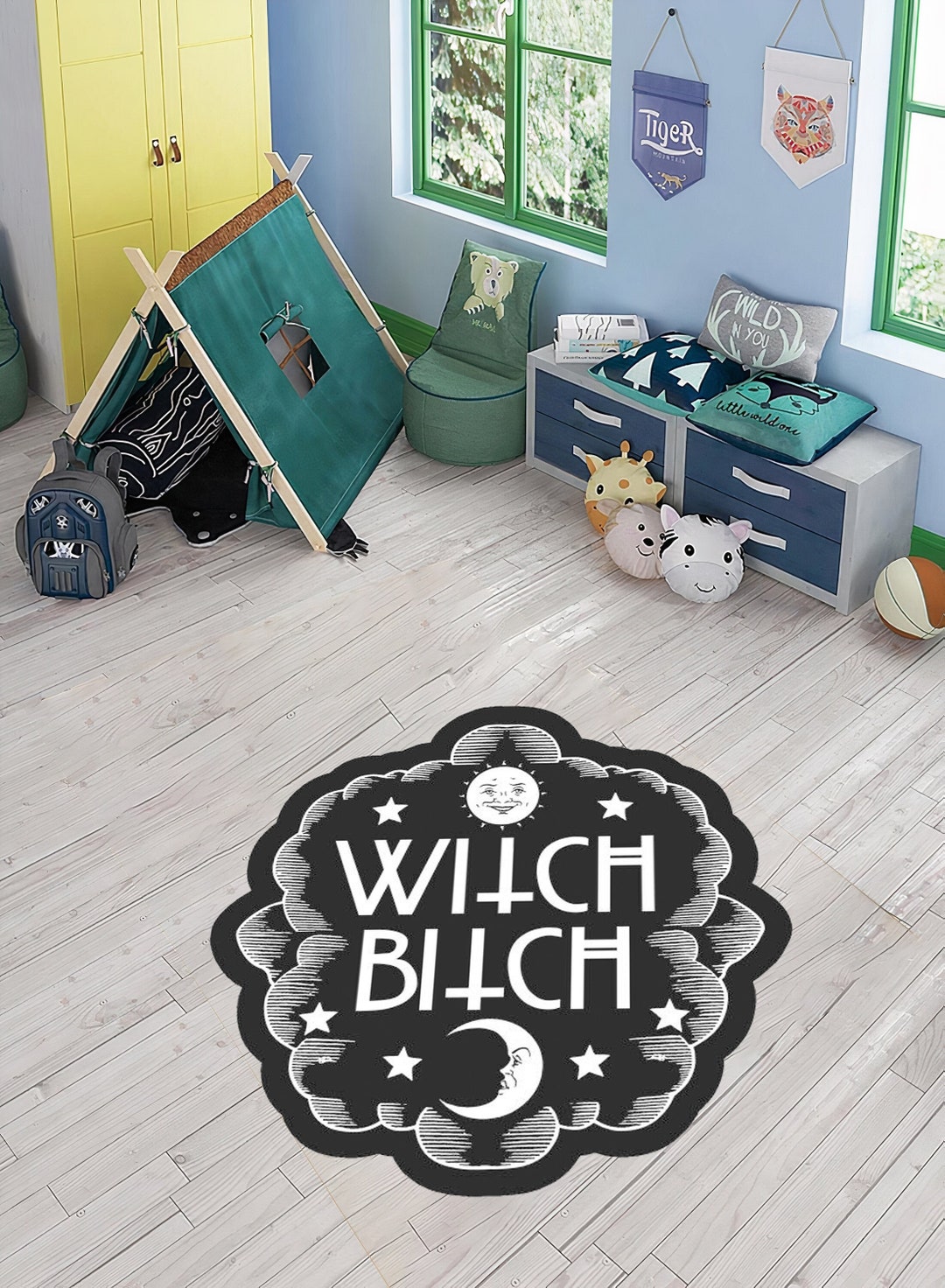 Witch Rug,witch Moon Rug,tarot Rug,round Custom Rug,living Room Rug ...