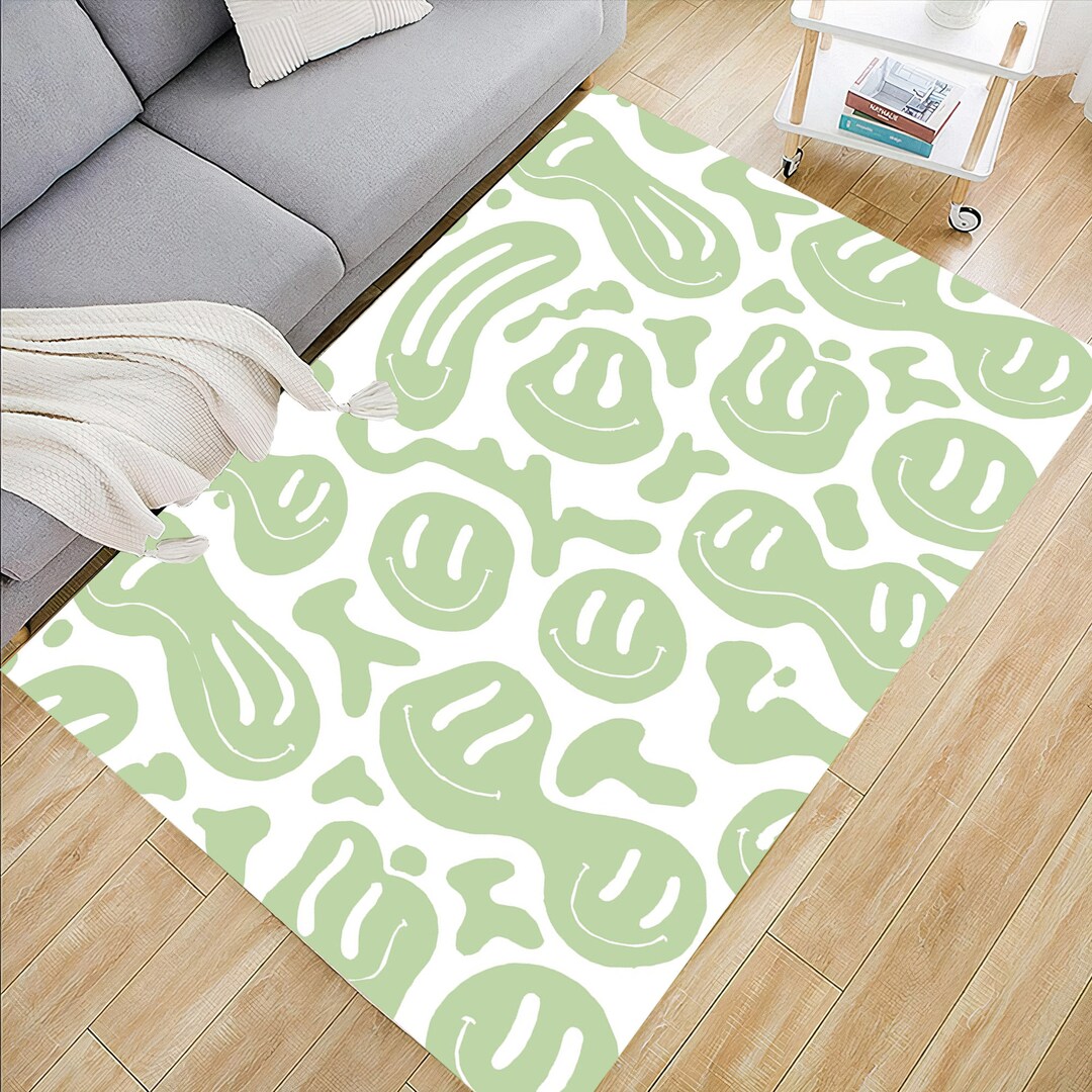 Smiley Rug,green Saga Rug,smiley Carpet,smiley Pattern Rug,kids Room ...
