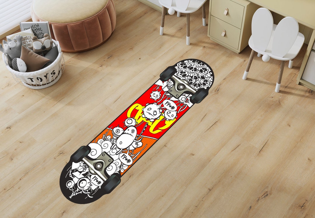 Skateboard Rug,skateboard Shaped Rug,graffiti Skateboard,living Room ...