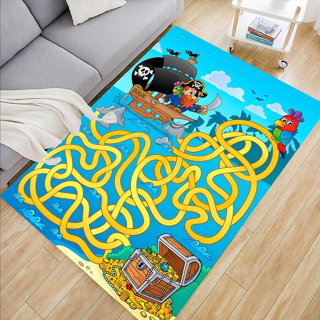 Pirate Rug,treasure Hunt Play Mat,island Pirate Rug,treasure Chest Rug ...