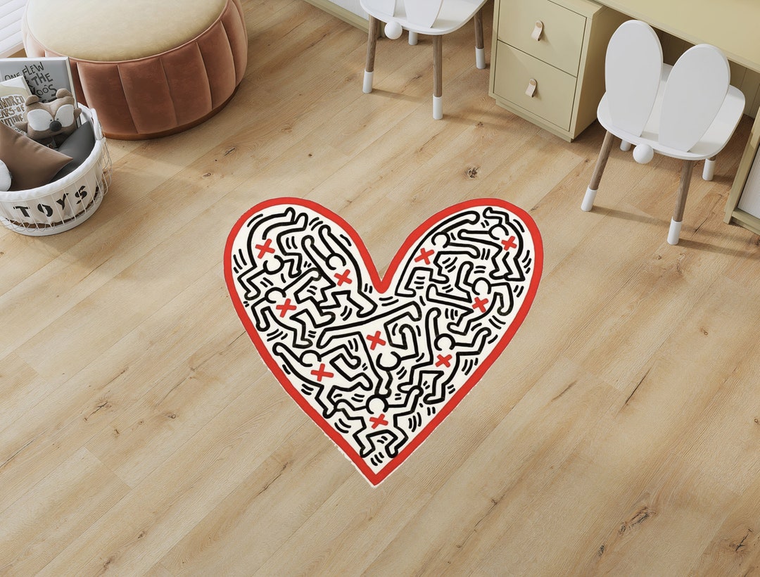 Keith Haring Rug,heart Rug,doodle Rug,blackwhite Rug,round Custom Rug ...