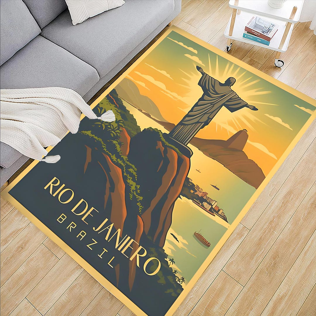 Rio De Janeiro Rug,brazil Themed Rug,christ the Redeemer Art,travel ...