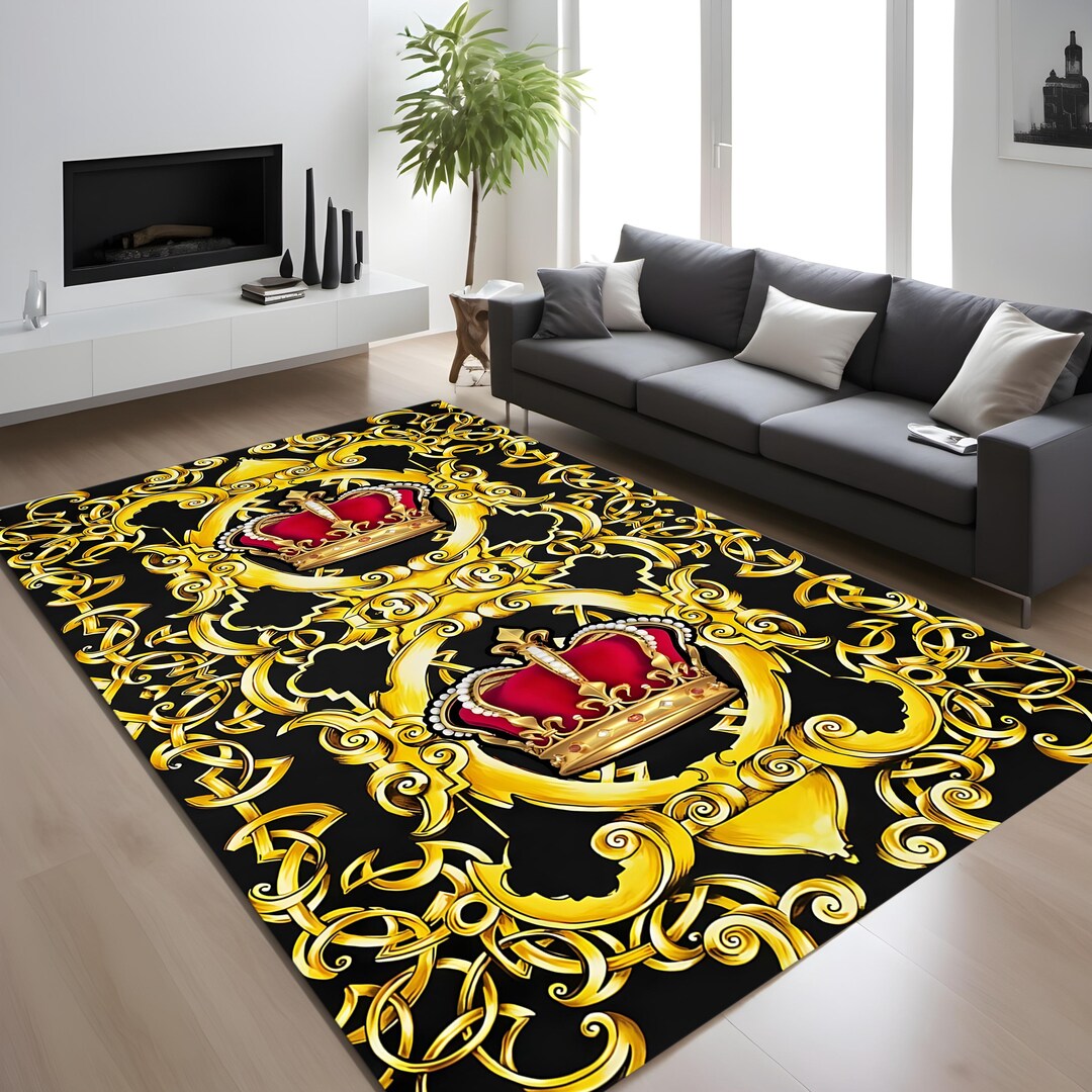 Royal Crown Rug,luxury Gold Crown Carpet,regal Home Decor Rug,living ...