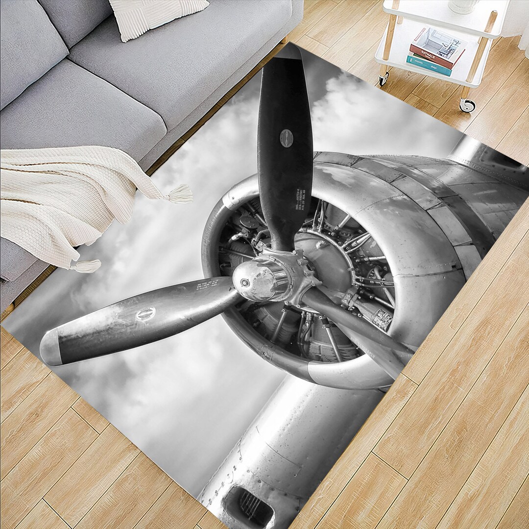 Aviation Decor Rug,airplane Engine Rug,industrial Style Rug,pilot Gift ...