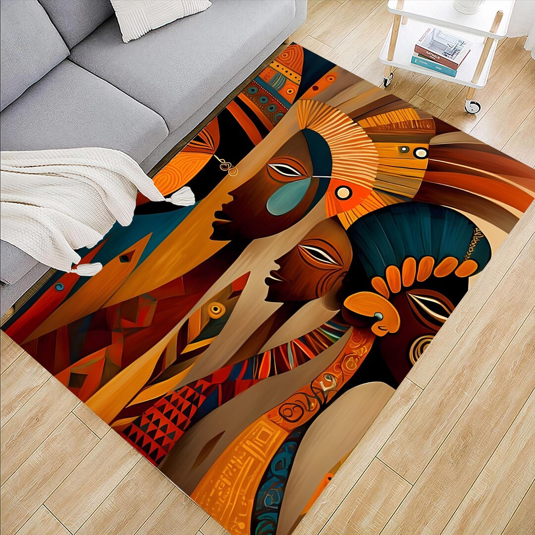 African Art Rug,ethnic Rug,afrocentric Home Decor,cultural Rug,living ...