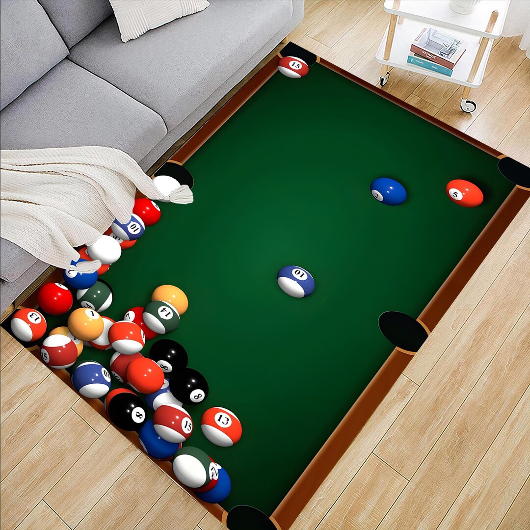 Billiard Rug,pool Table Rug,game Room Rug,man Cave Rug,8ball Rug,living ...