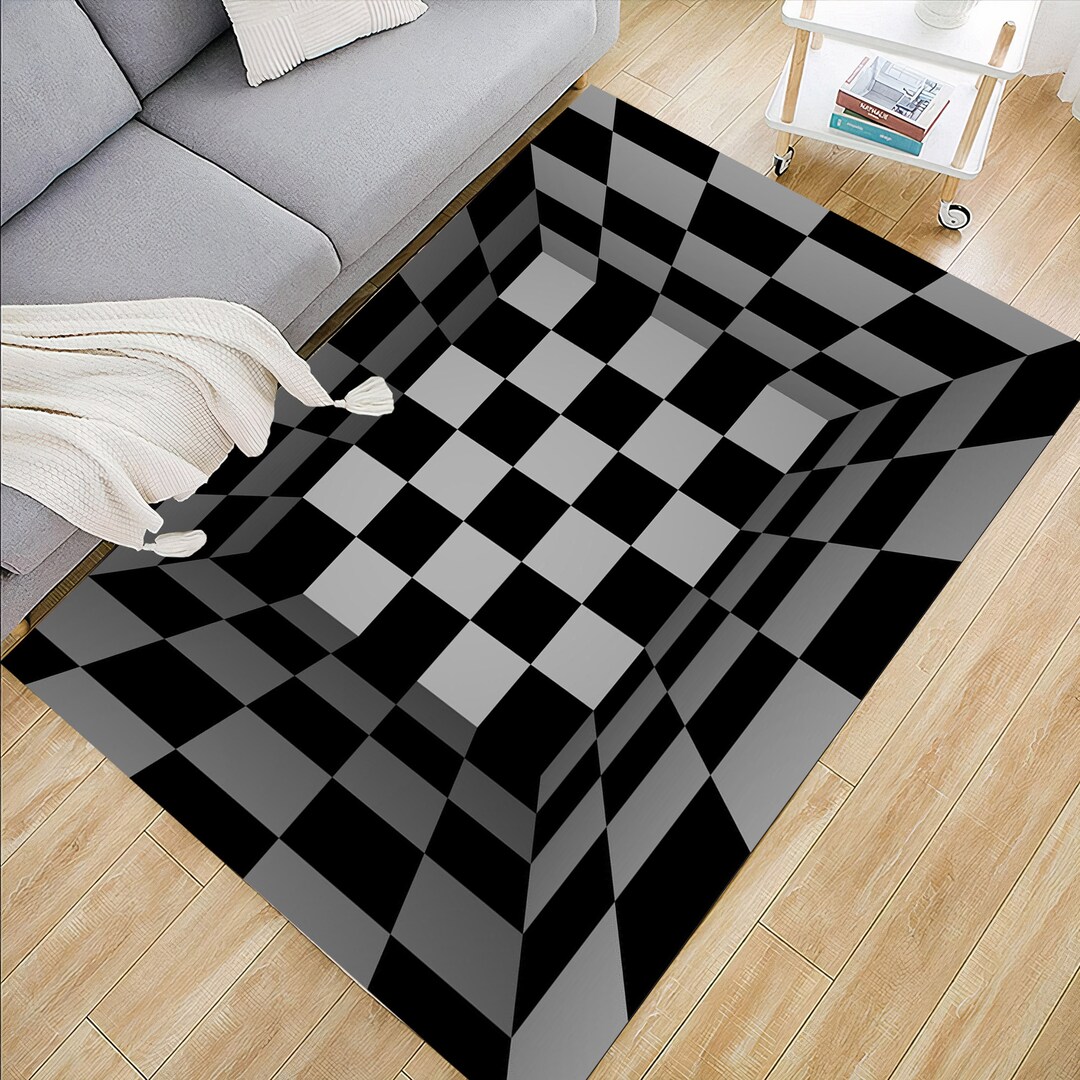 3D Vortex Rug,illusion Rug,checkred Rug,chess Pattern Rug,kids Room Rug ...