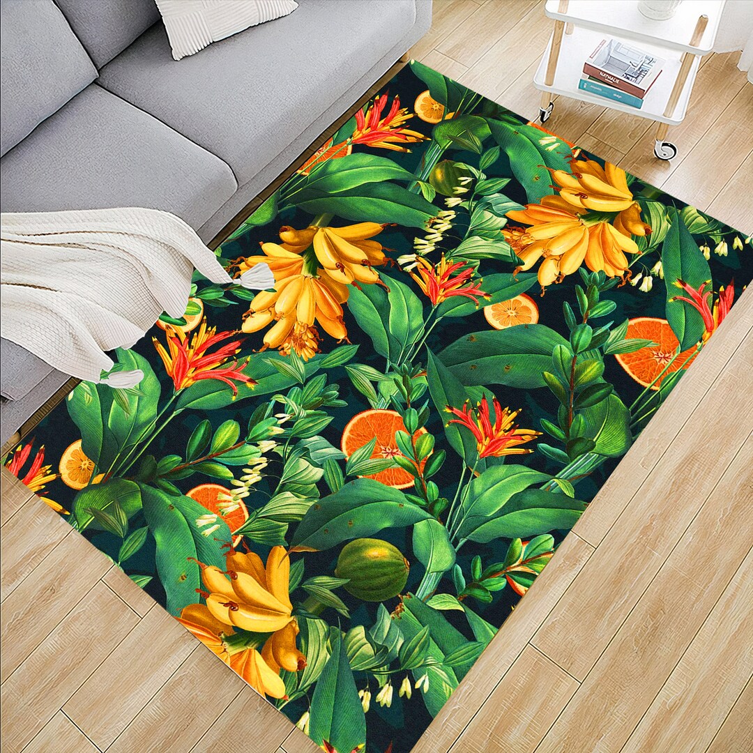 Tropical Rug,botanical Rug,hawaiian Rug,jungle Rug,exotic Rug,fruit ...