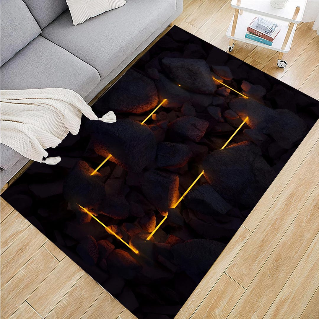 Lava Rock Rug,neon Light Rug,moody Aesthetic Rug,geode Rug,living Room ...