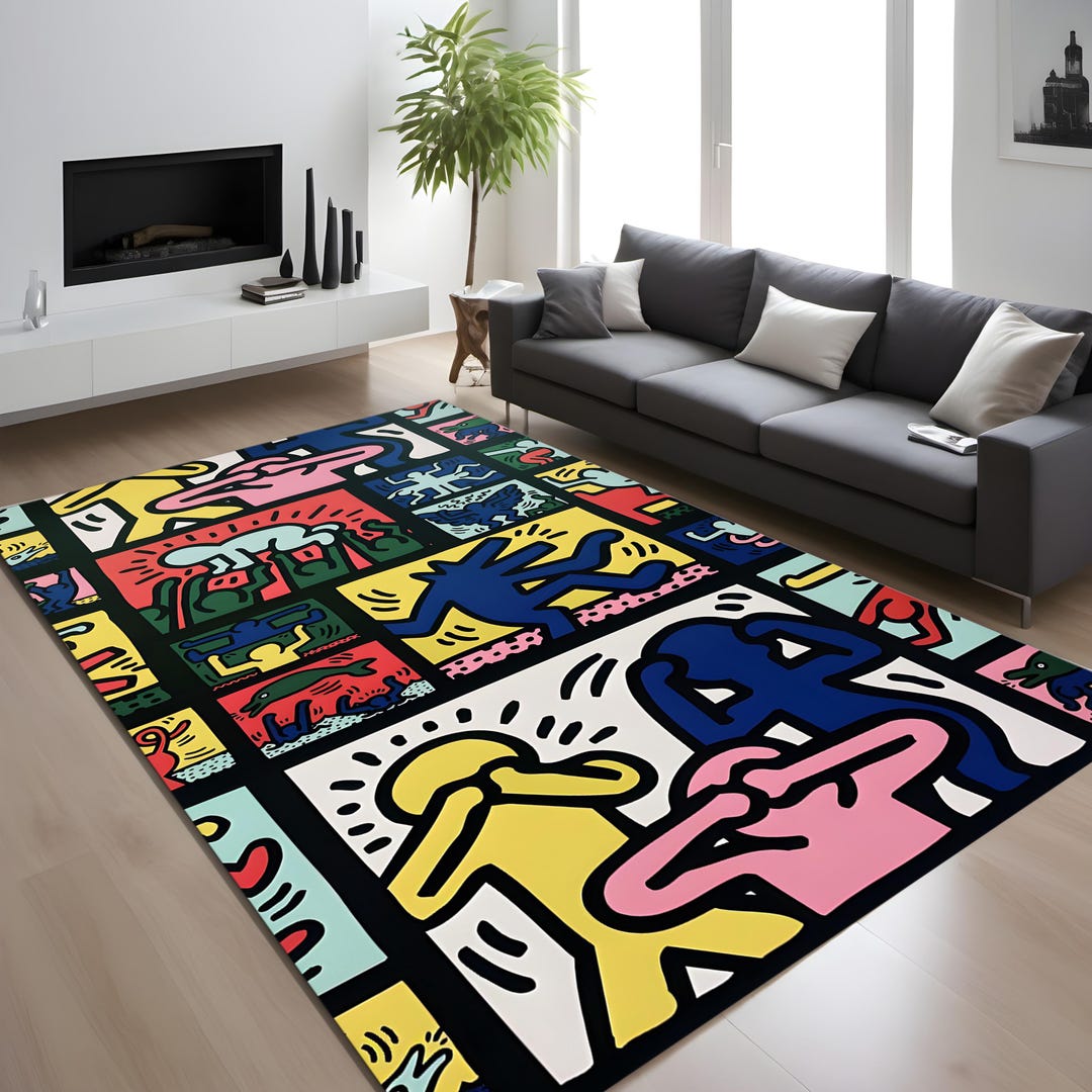 Keith Haring Rug,pop Art Rug,abstract Rug,modern Rug,urban Street Rug ...